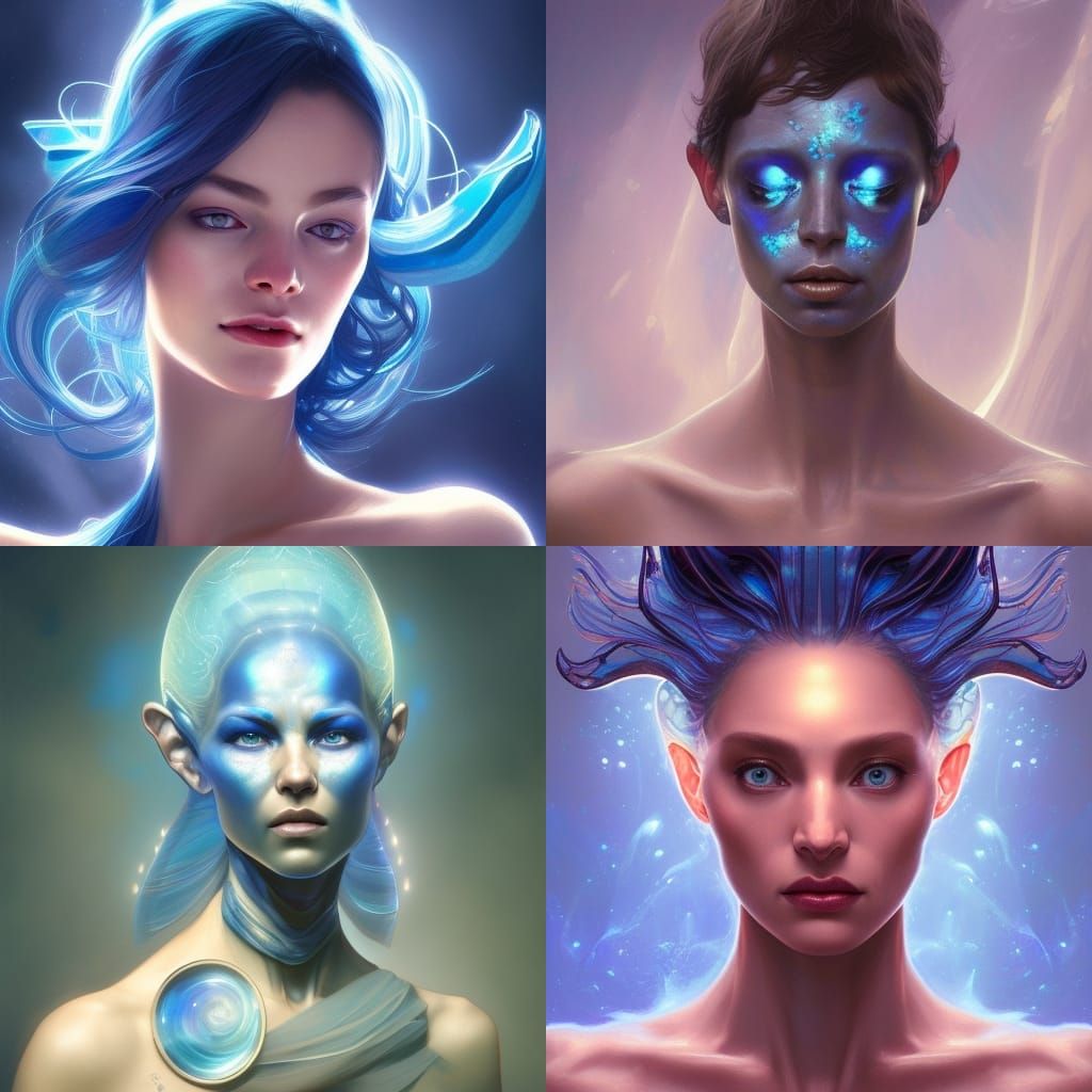 stunning beautiful blue veined Iridescent female alien - AI Generated ...