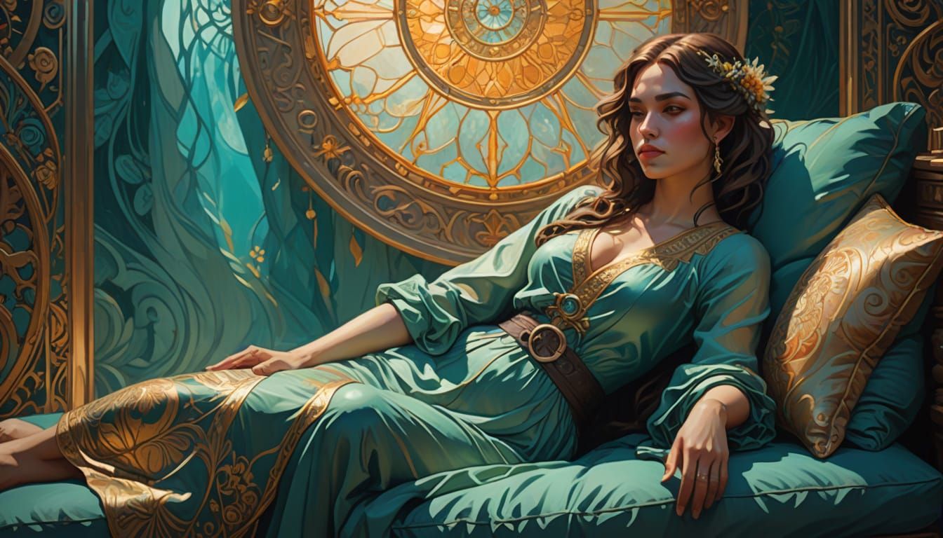 A captivating and enchanting oil painting in the style of Alphonse ...