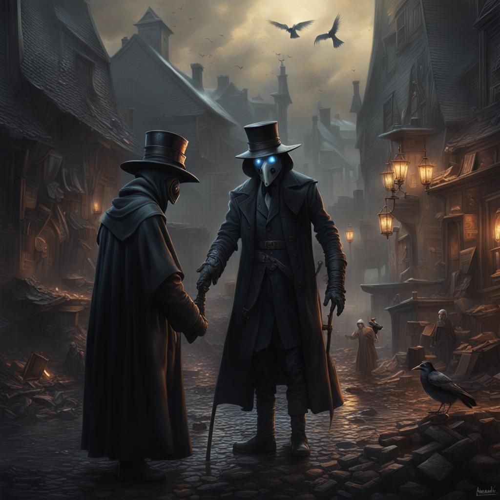 Bubonic plague doctor helping a victim sinister by Greg Rutkowski Epic ...
