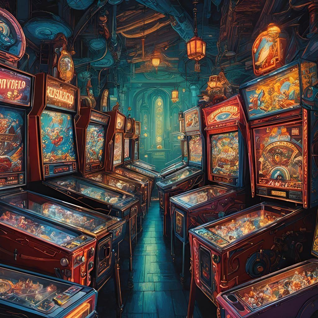 vintage entertainment tech: classic pinball machines - AI Generated ...