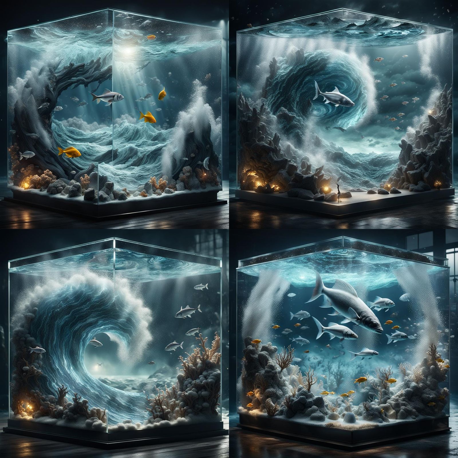 the epic shot of a terrifying and expansive ocean maelstrom and tsunami ...