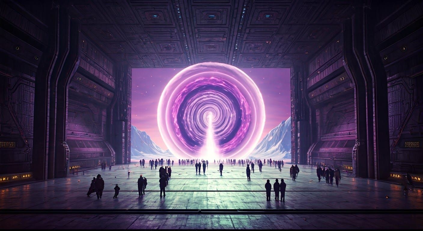 Surreal, Post-Apocalyptic Portal in Abandoned, Bru... - AI Art