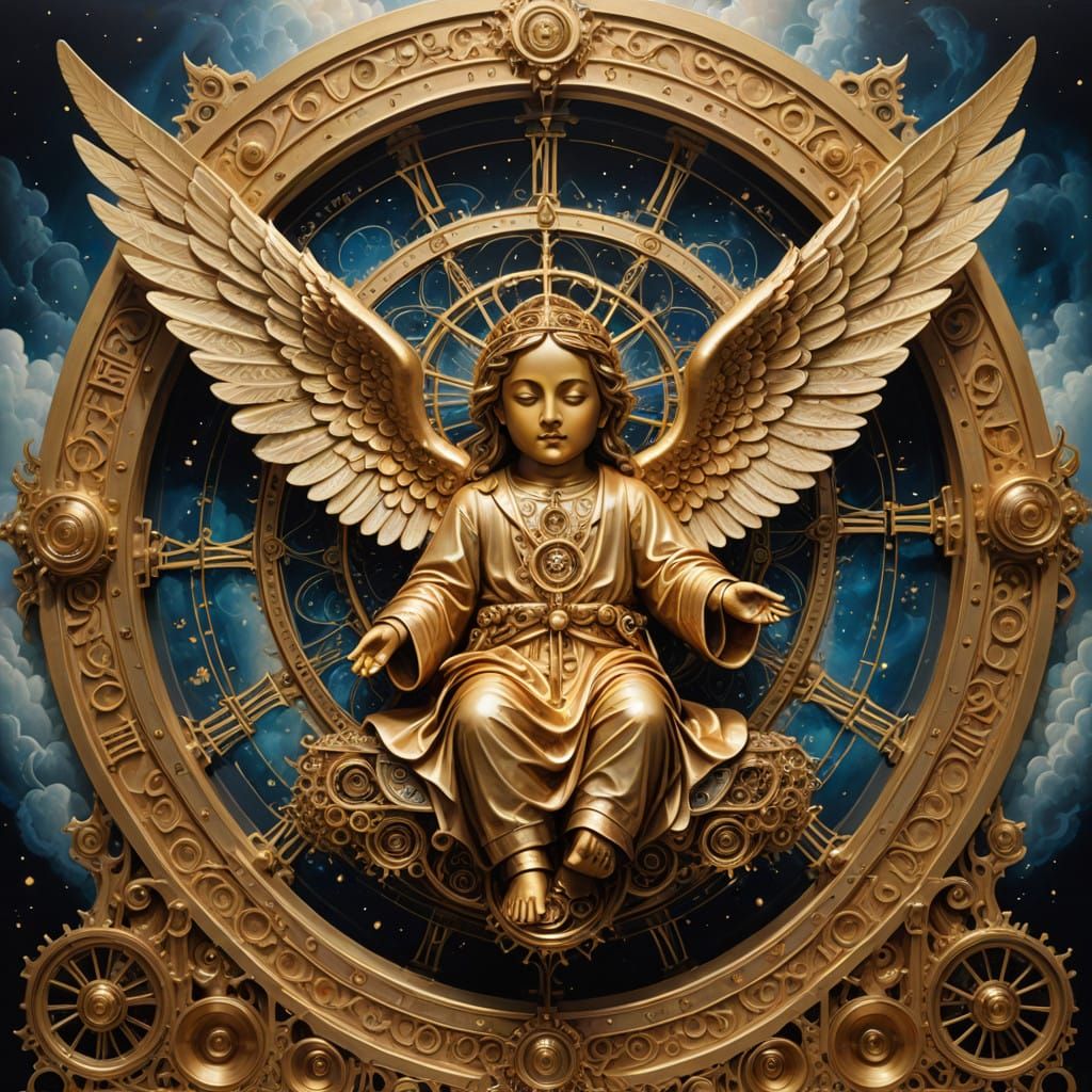 Victorian Temporal Nativity Scene with Celestial S... - AI Art