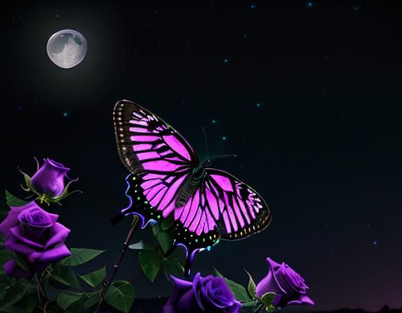 A stunning, photorealistic image of a neon, fluorescent purple ...