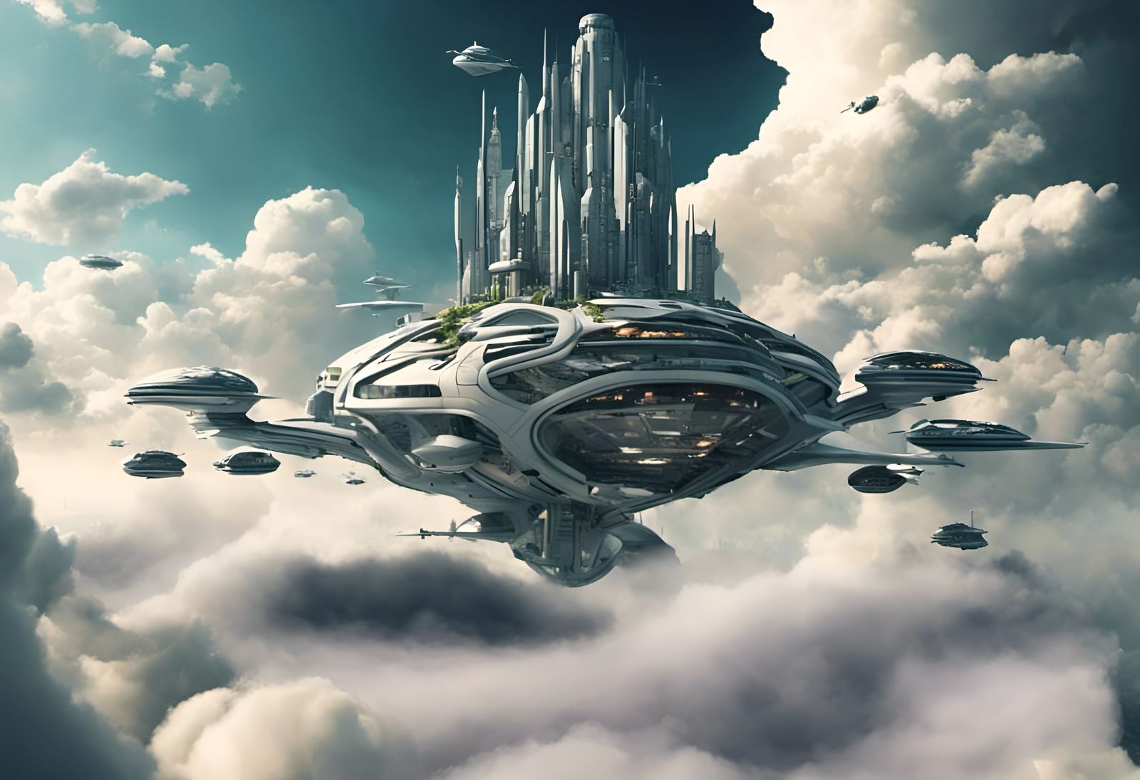 Futuristic City in the Clouds - AI Generated Artwork - NightCafe Creator