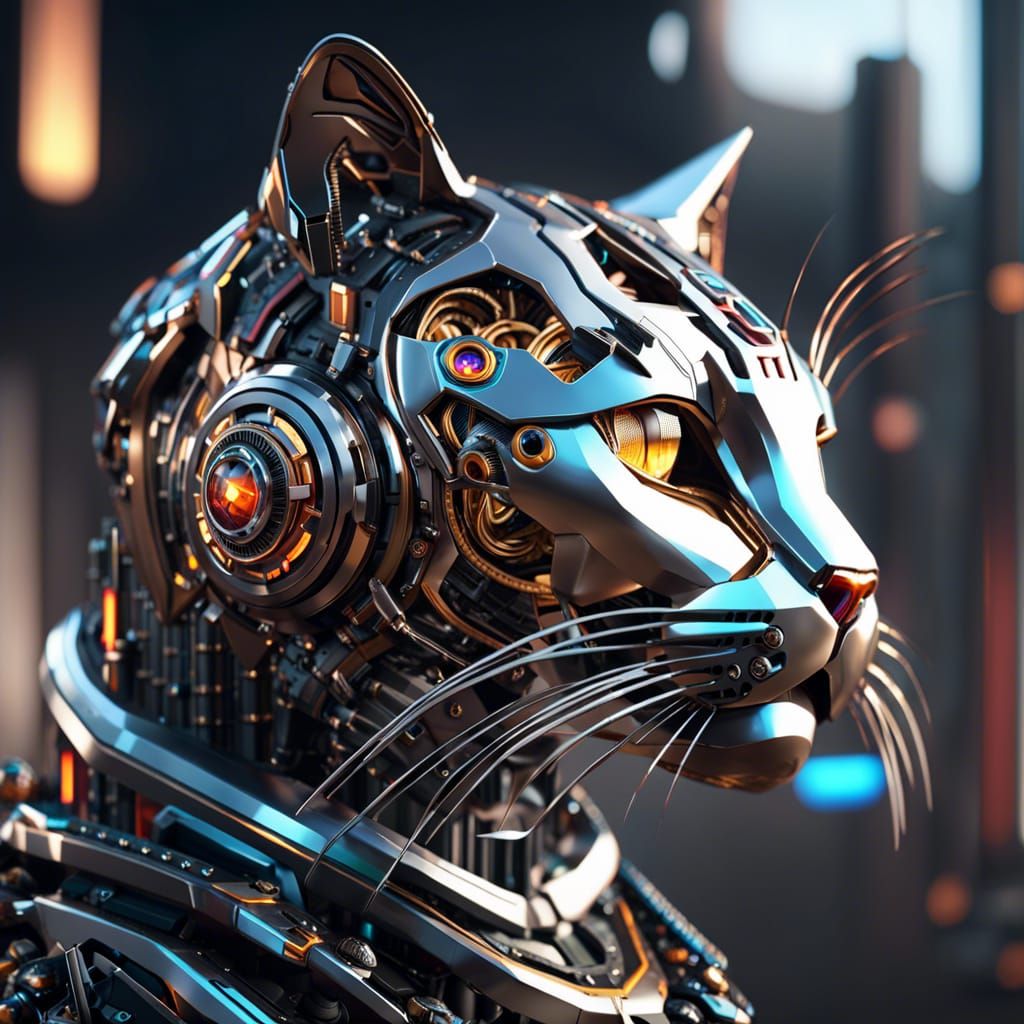 Mechanized Feline - AI Generated Artwork - NightCafe Creator