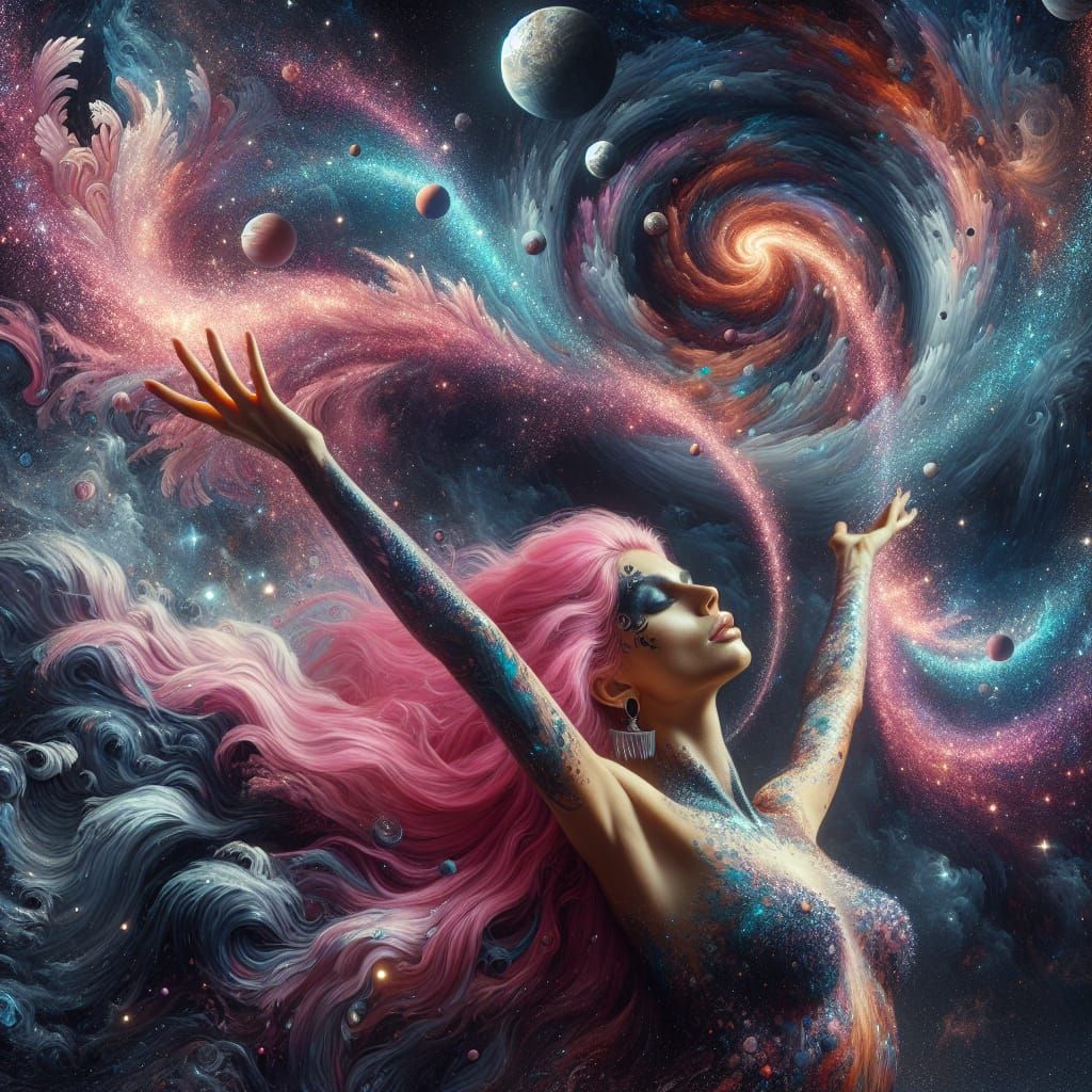 Gently smiling cyber mermaid is sitting on a stone... - AI Art