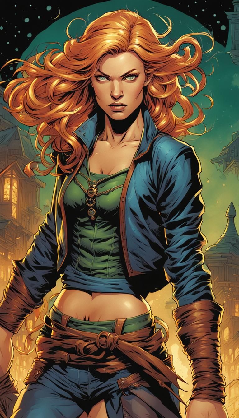 Beautiful fantasy witch. Reddish-blonde hair. Bare midriff. - AI ...