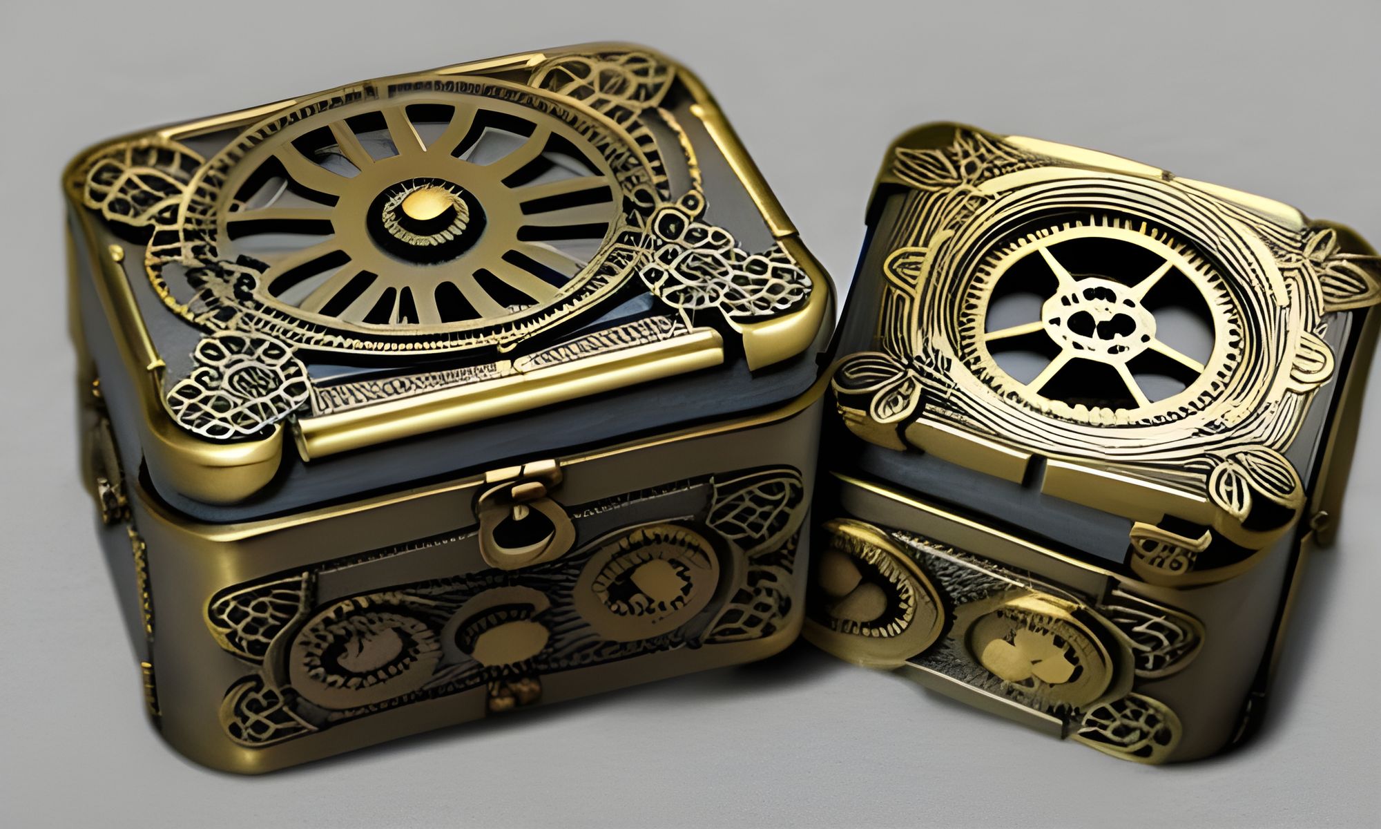 Brass SteamPunk Mechanical Gears Secret Jewelry Box 1 : r/nightcafe