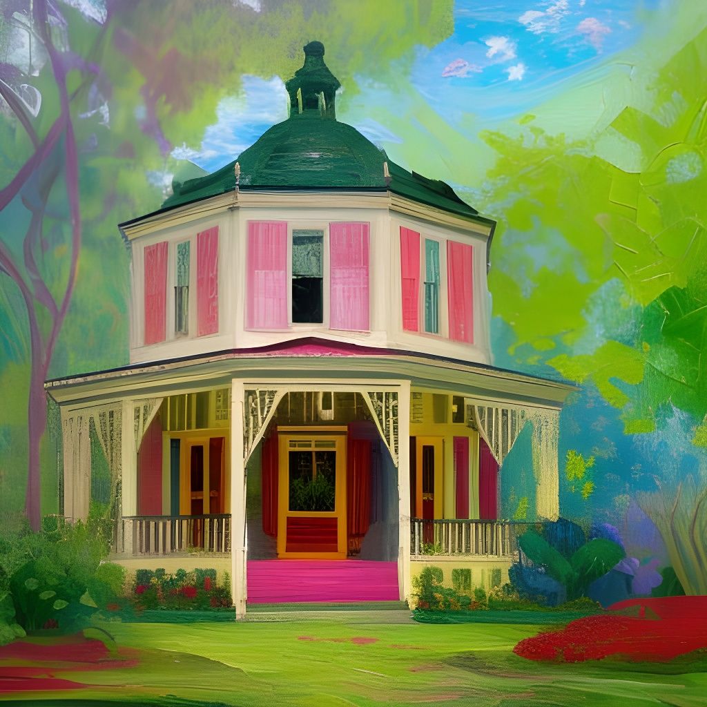 Antique American Octagon House built by Joseph Brown, 1850, two stories ...