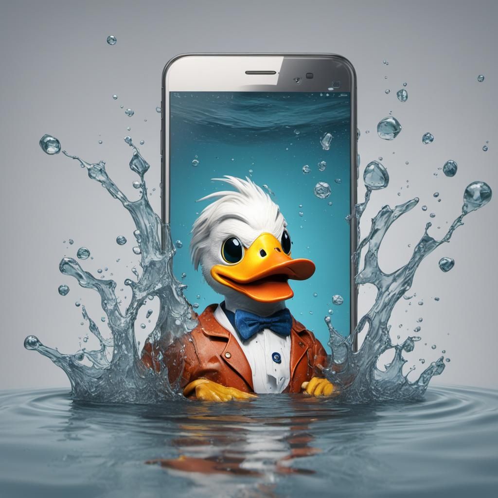 Image: The well-known duck tests my cell phone. Is it waterproof? - AI ...