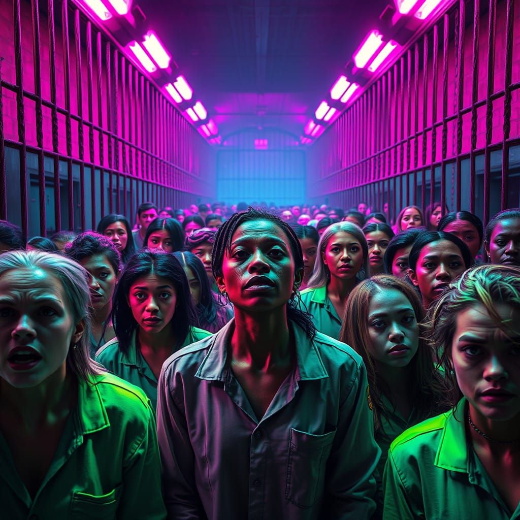 Gritty Women's Prison Nightmare in Hyper-Realistic... - AI Art