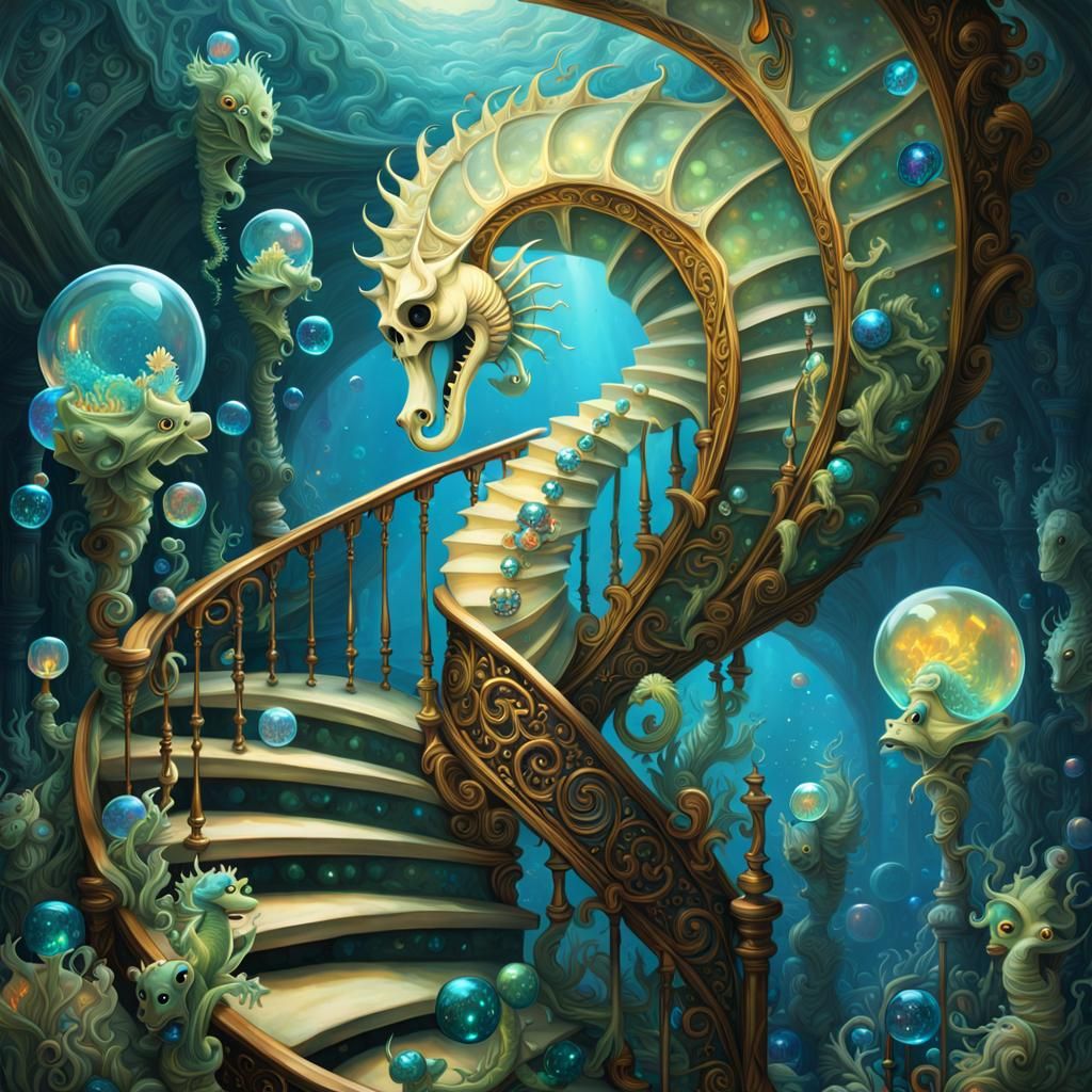 Underwater Seahorse Spiral Staircase