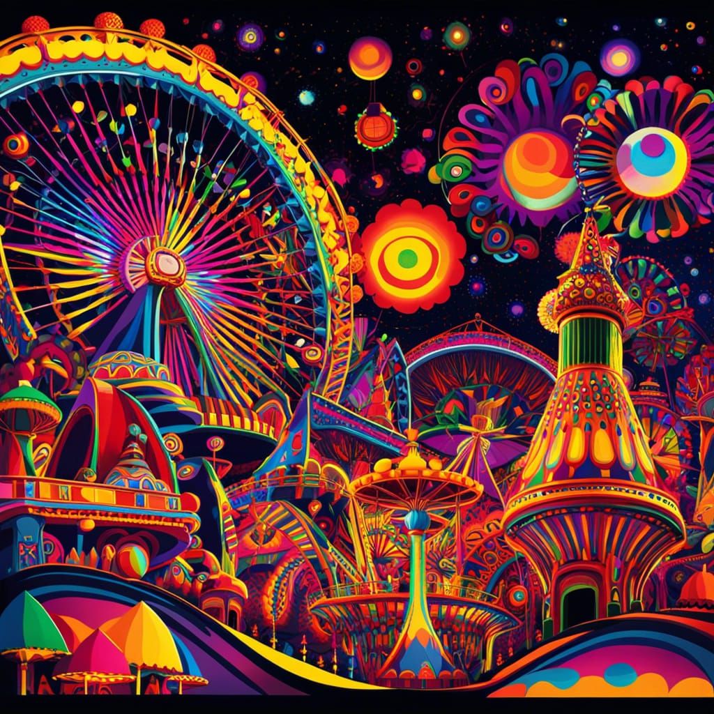 Psychedelic amusement park - AI Generated Artwork - NightCafe Creator