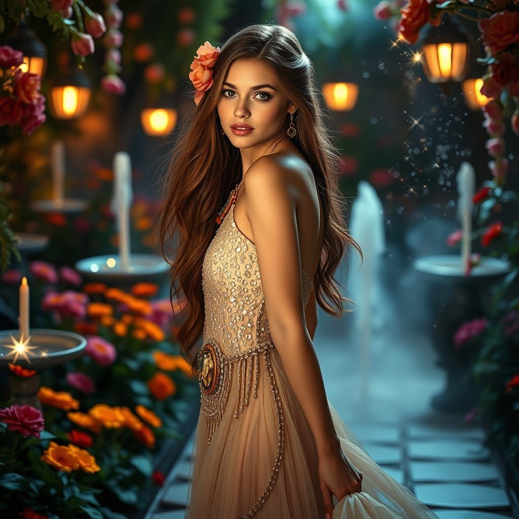 Ethereal Garden Goddess in a Whimsical Celebration - AI Art