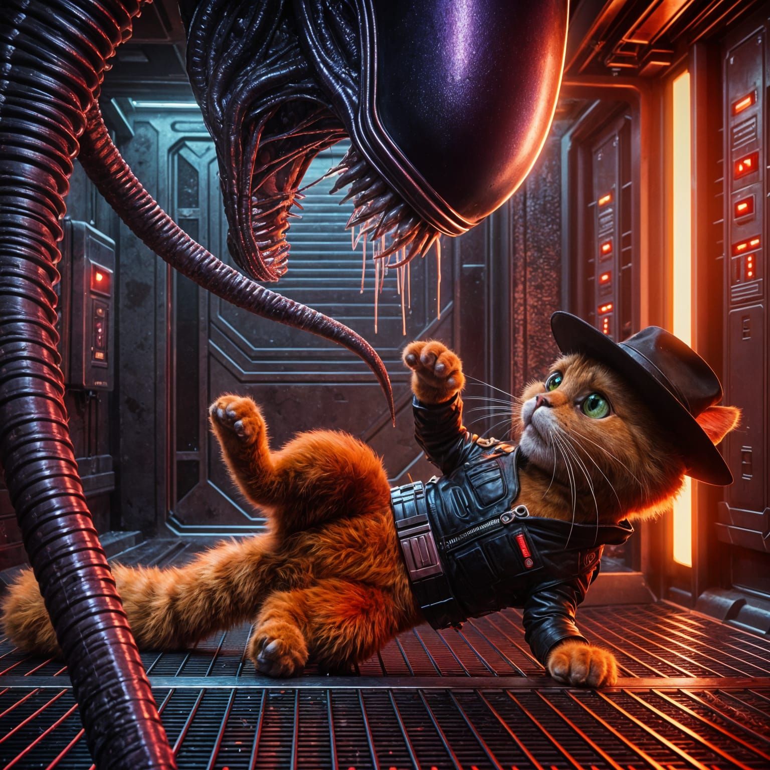 Dramatic Alien Encounter: Shrek's Cat in Boots Cho... - AI Art