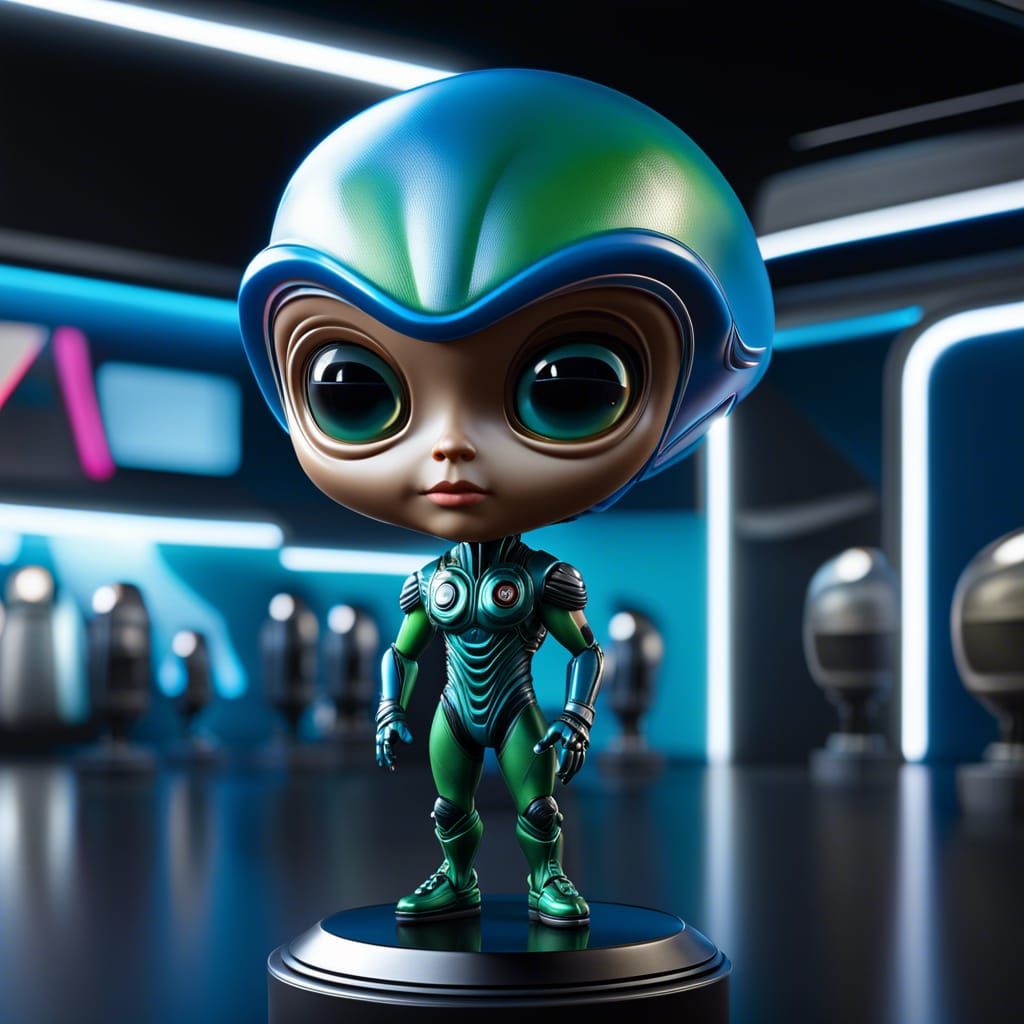 Big Eyed Alien Bobblehead - AI Generated Artwork - NightCafe Creator