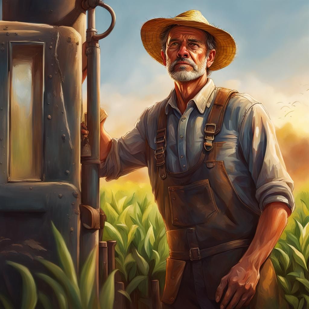 A Farmer Outstanding in His Field - AI Generated Artwork - NightCafe ...