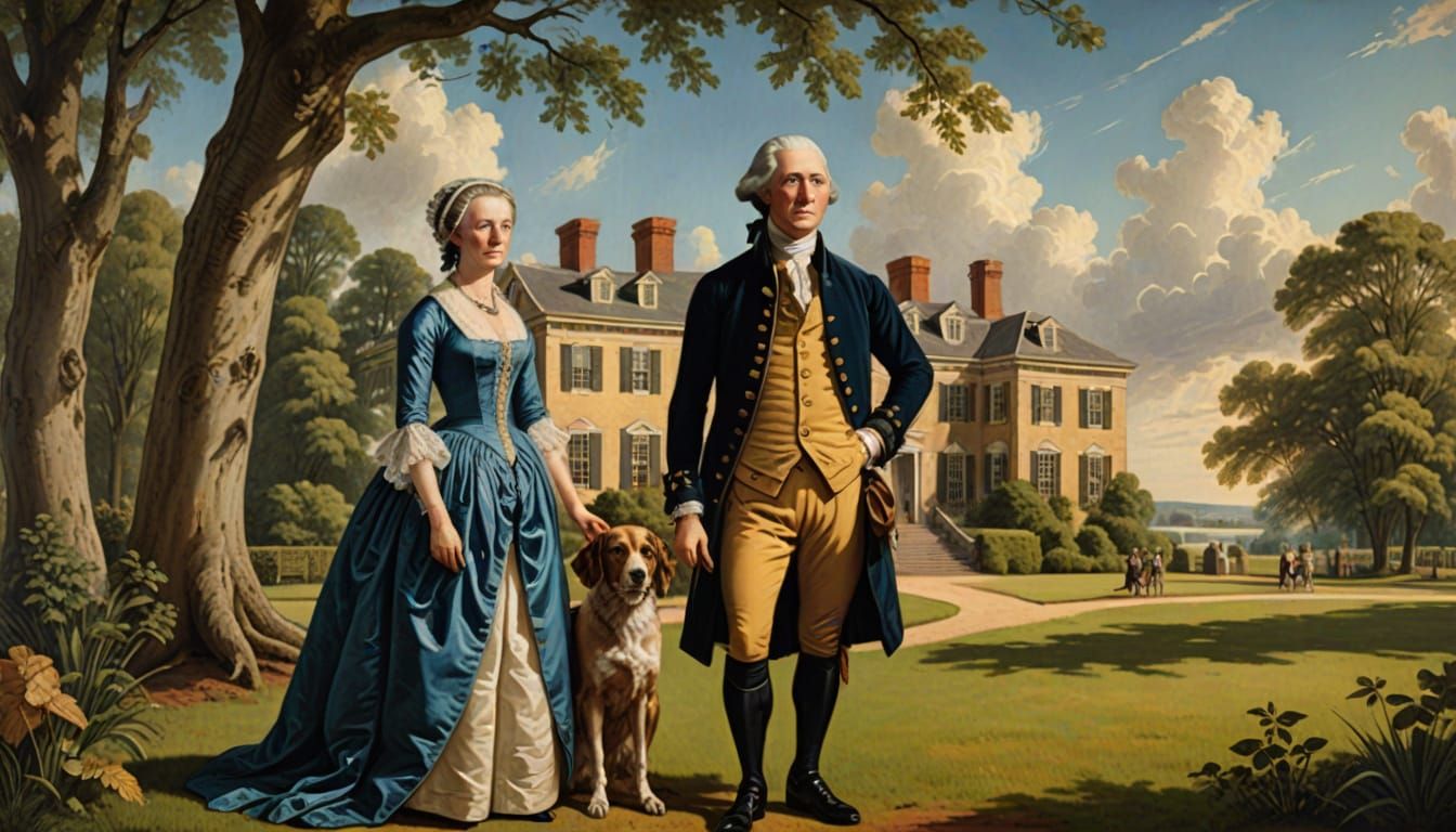 Elegant 18th Century Portraits of George and Marth... - AI Art