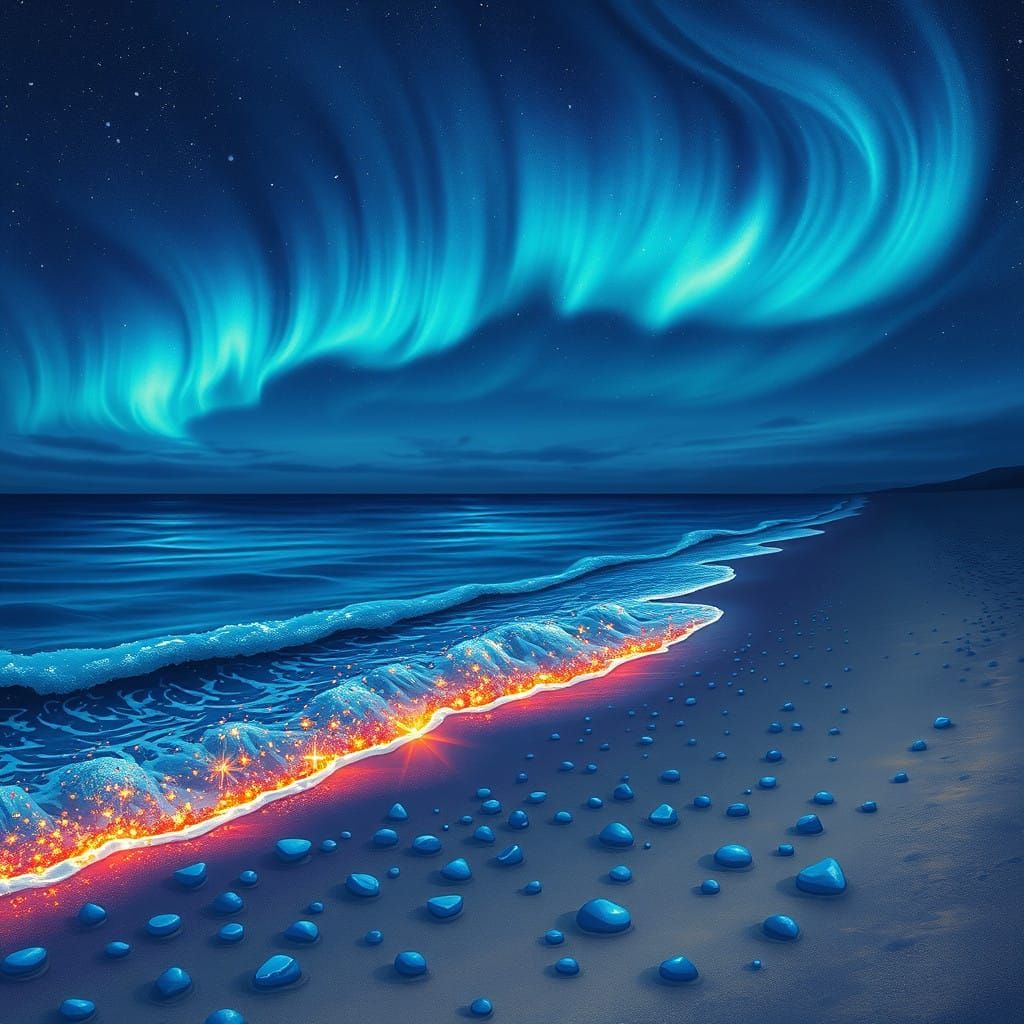 Bord de mer. Une vague s'étale sur la plage. Lors de son reflux, un ...