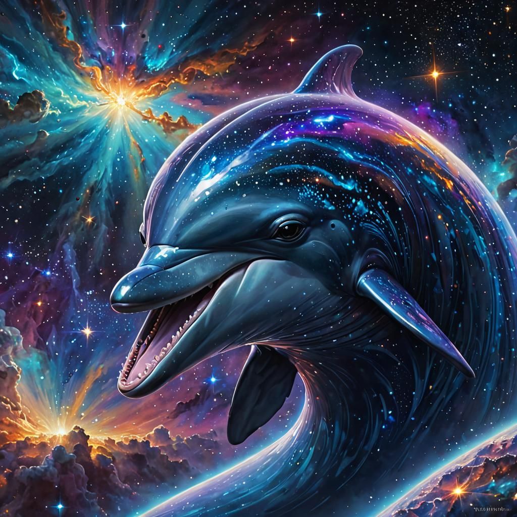 Cosmic dolphin - AI Generated Artwork - NightCafe Creator