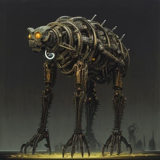 Surreal Biomechanical Horror Emerge from Dark Indu... - AI Art