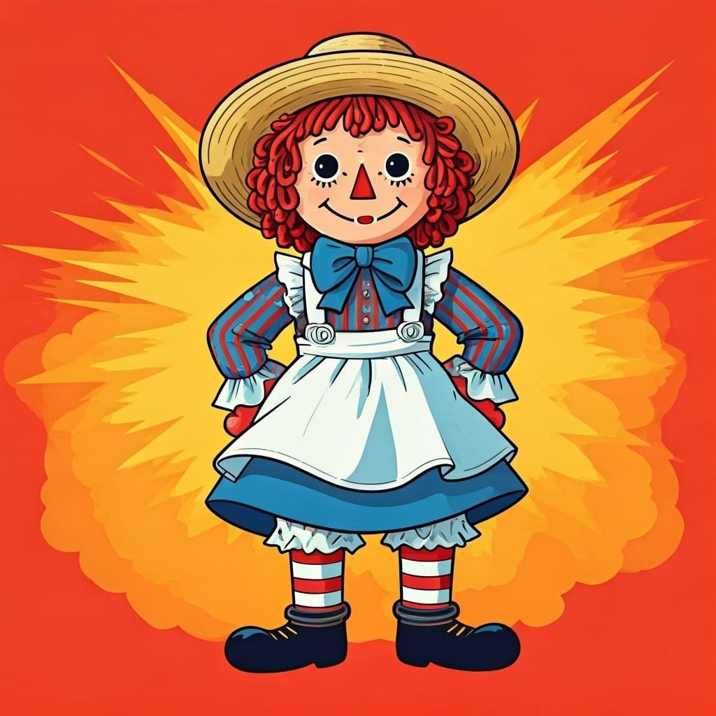 Cartoon Art picture of Raggedy Ann.
