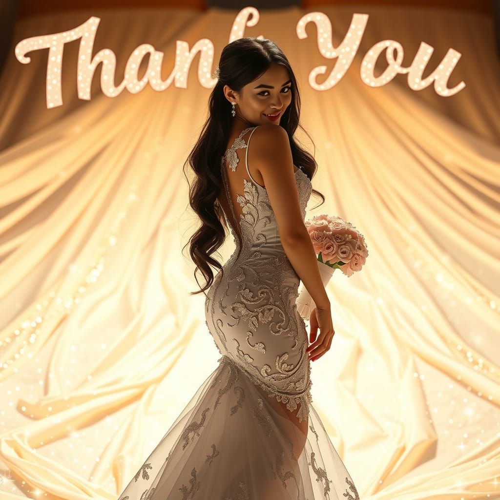 Thank You in Triple Bold Glitter Font with Elegant... - AI Art