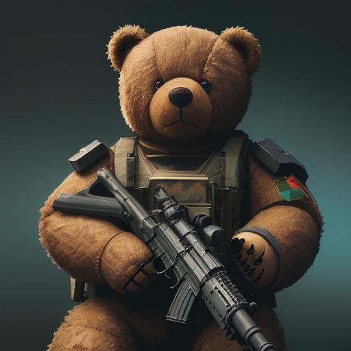Teddy Bear with a machine gun (series) - AI Generated Artwork ...
