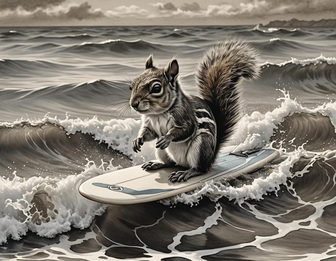 HENRY J SQUIRREL SURFING - AI Generated Artwork - NightCafe Creator