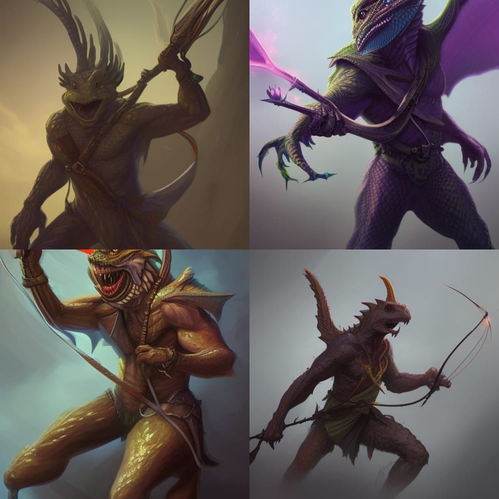 male lizardfolk whose scales are grey and eyes are purple. he is ...