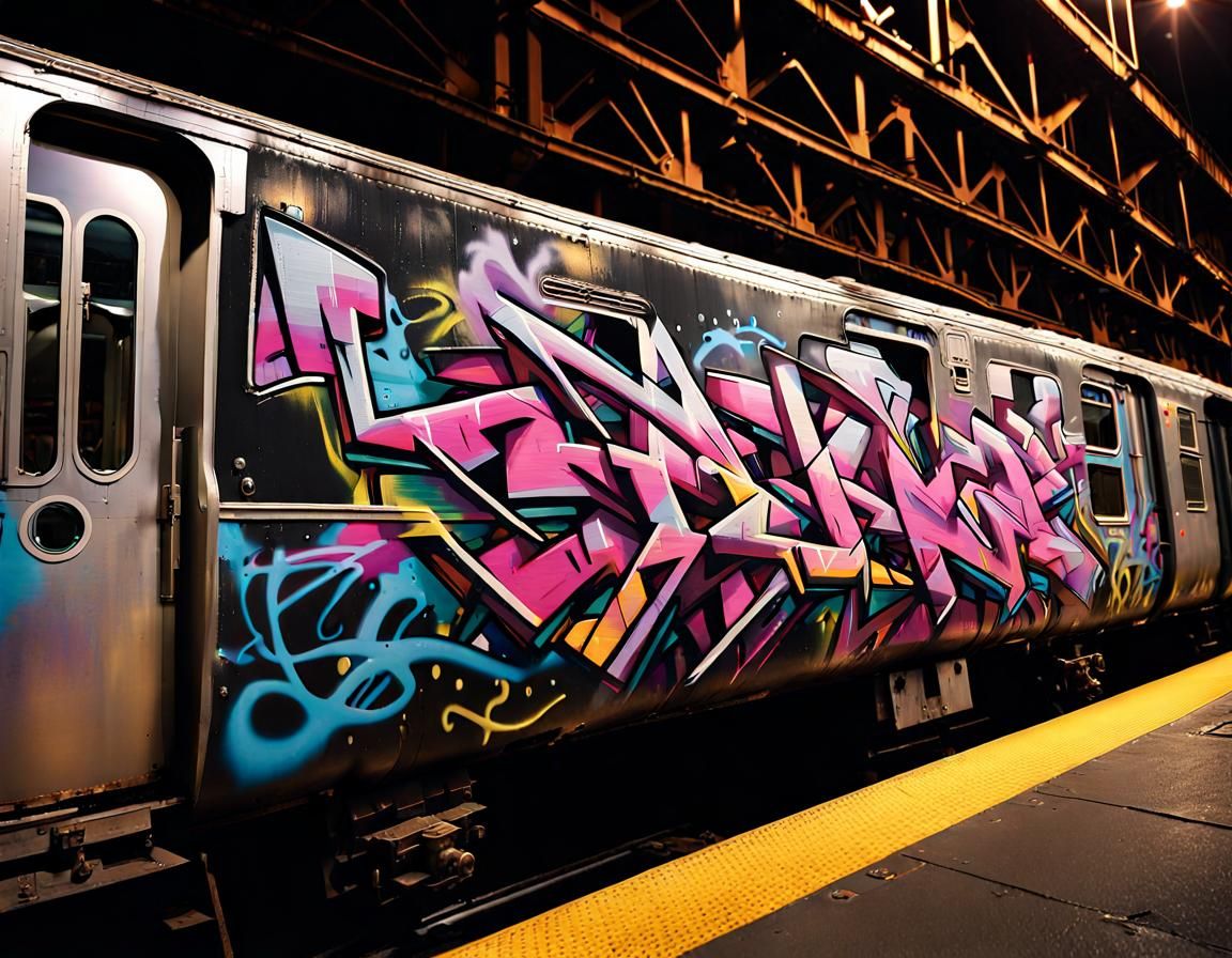 Graffiti Tag on train - AI Generated Artwork - NightCafe Creator