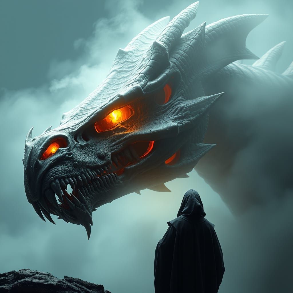 undead dragon - Ethereal Undead Dragon in a Haunting, Mystic...