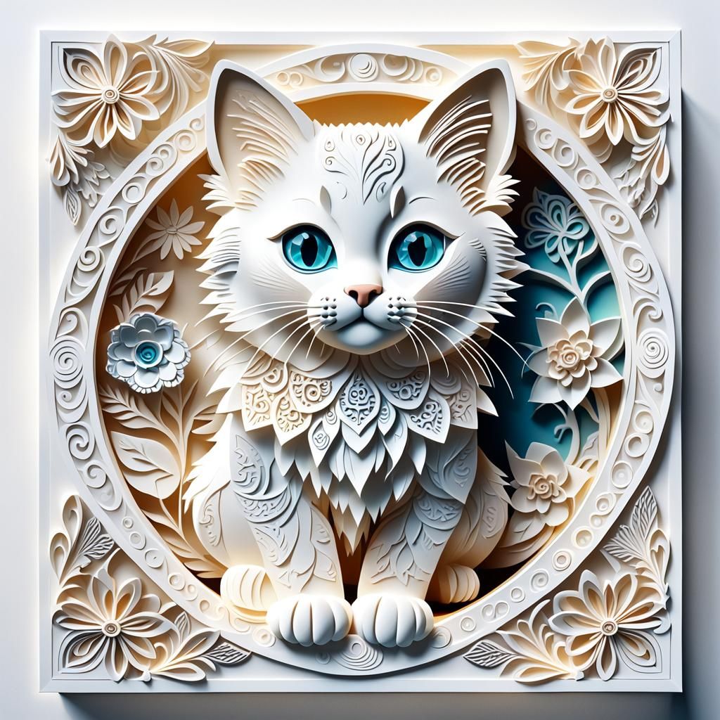 Paper Carving Cat - AI Generated Artwork - NightCafe Creator