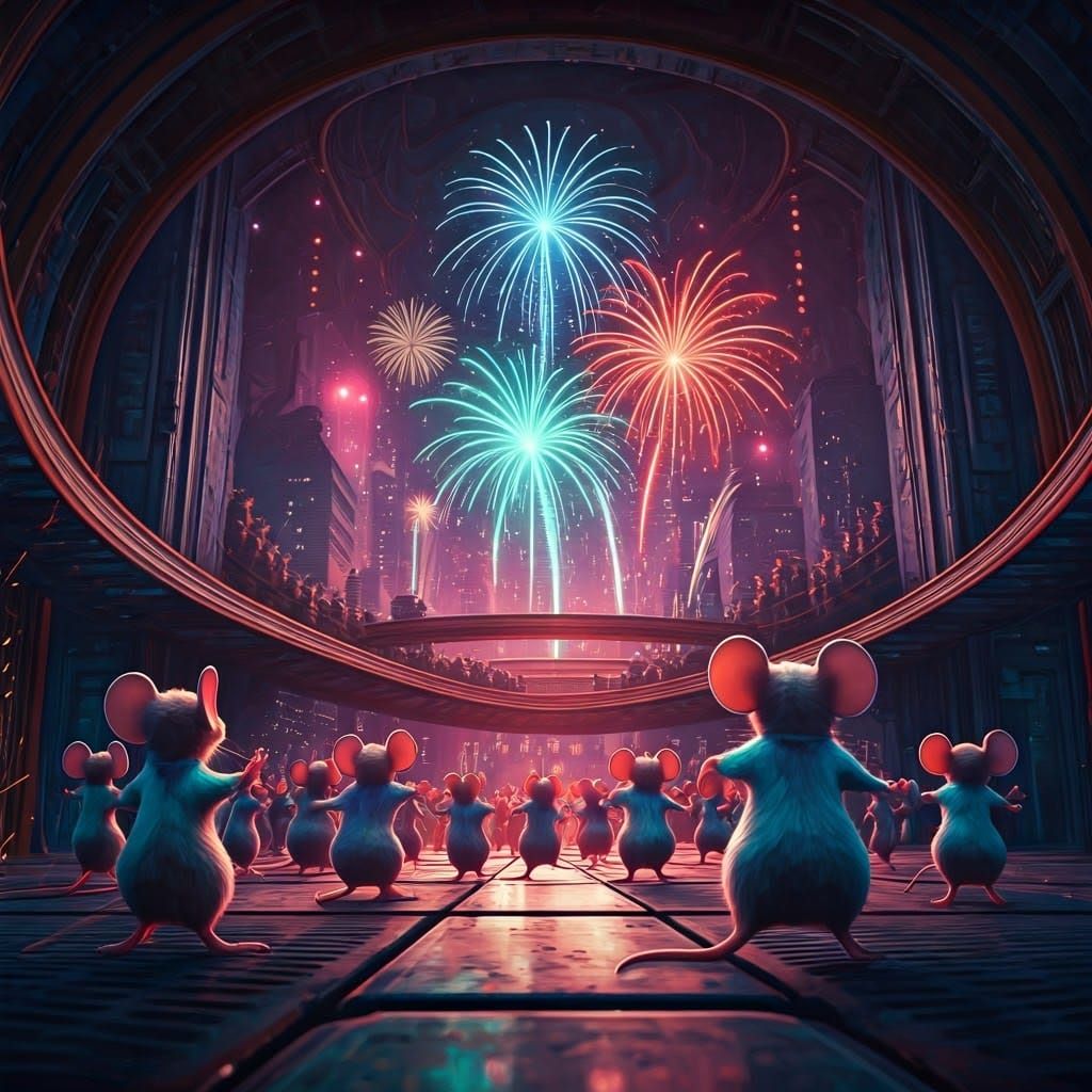 New Year in Mouseland. Mice in 3D animation, Pixar style, in an ...