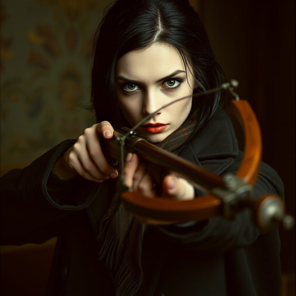 Victorian Assassin Aims Crossbow in Soft-Focused V... - AI Art