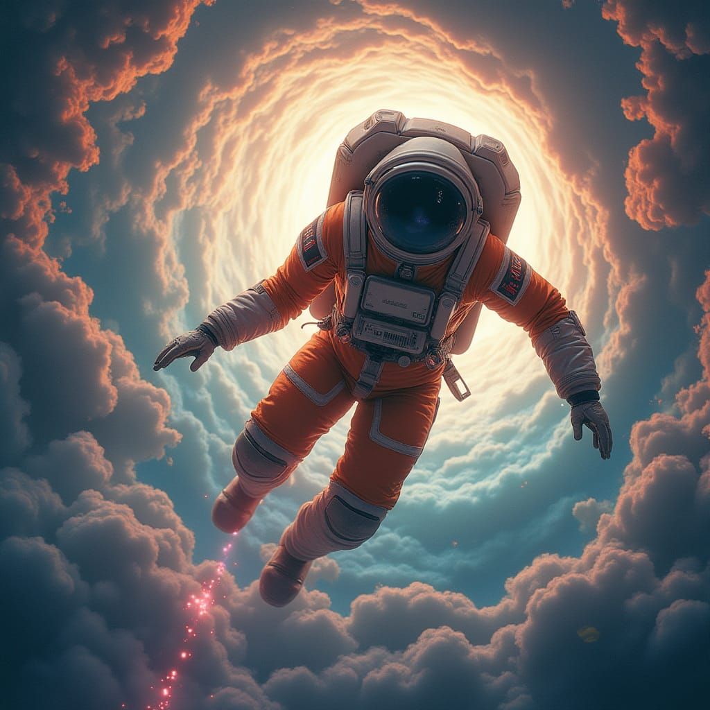 Space man - Space Explorer in Iridescent Freefall