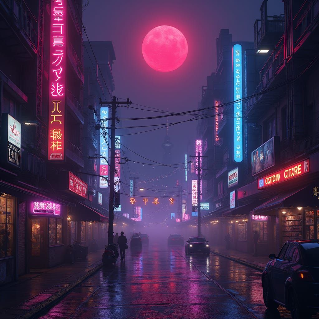 Synthwave alien city - Neon Cyberpunk Alien Metropolis