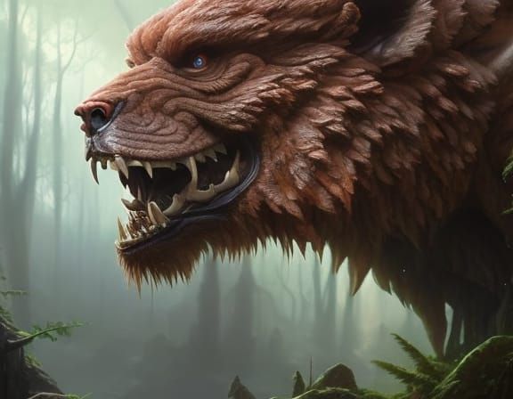 hairy saber-tooth dog - AI Generated Artwork - NightCafe Creator