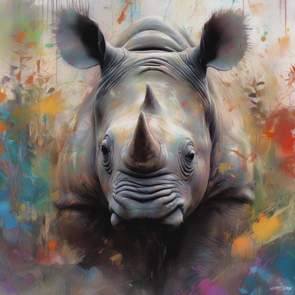 Portrait a Rhino Genuine Rhino portrait breathtaking Rhino cover art ...