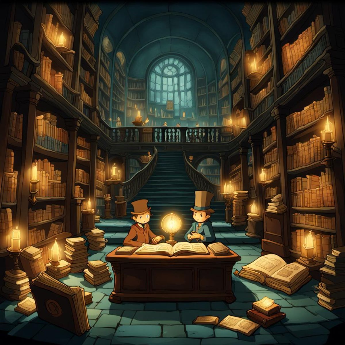 Mystical Underground Library: Scene: A vast underground library ...