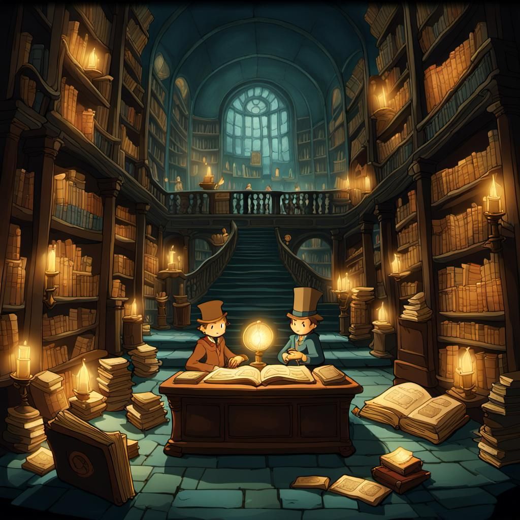 Mystical Underground Library: Scene: A vast underground library ...