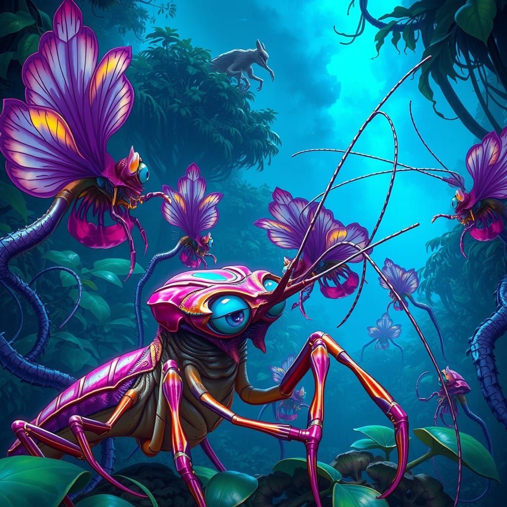 Alien Exoplanet Inhabitants: futuristic, xenobiolo... - AI Art