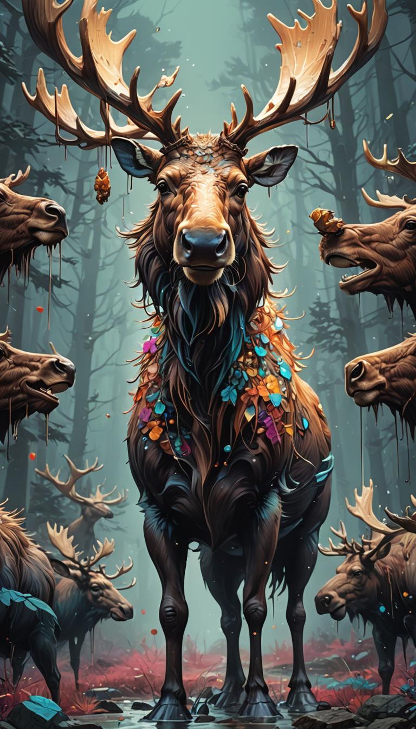 psychedelic moose - AI Generated Artwork - NightCafe Creator