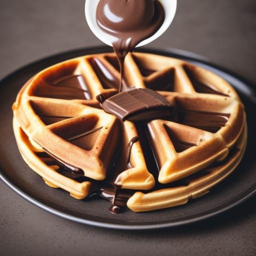 Round Waffles with melted Chocolate - AI Generated Artwork - NightCafe ...