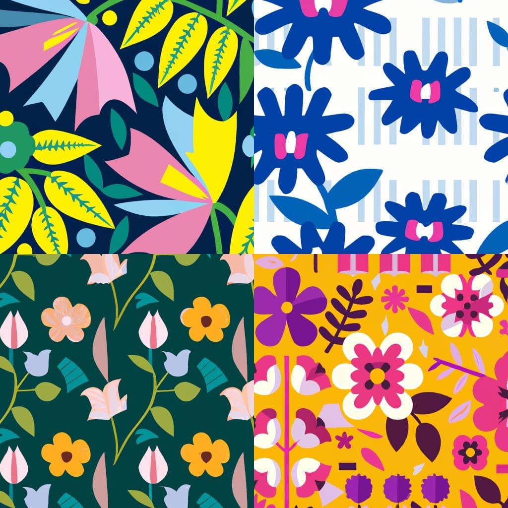 Contemporary textile pattern of geometrical British spring flowers ...