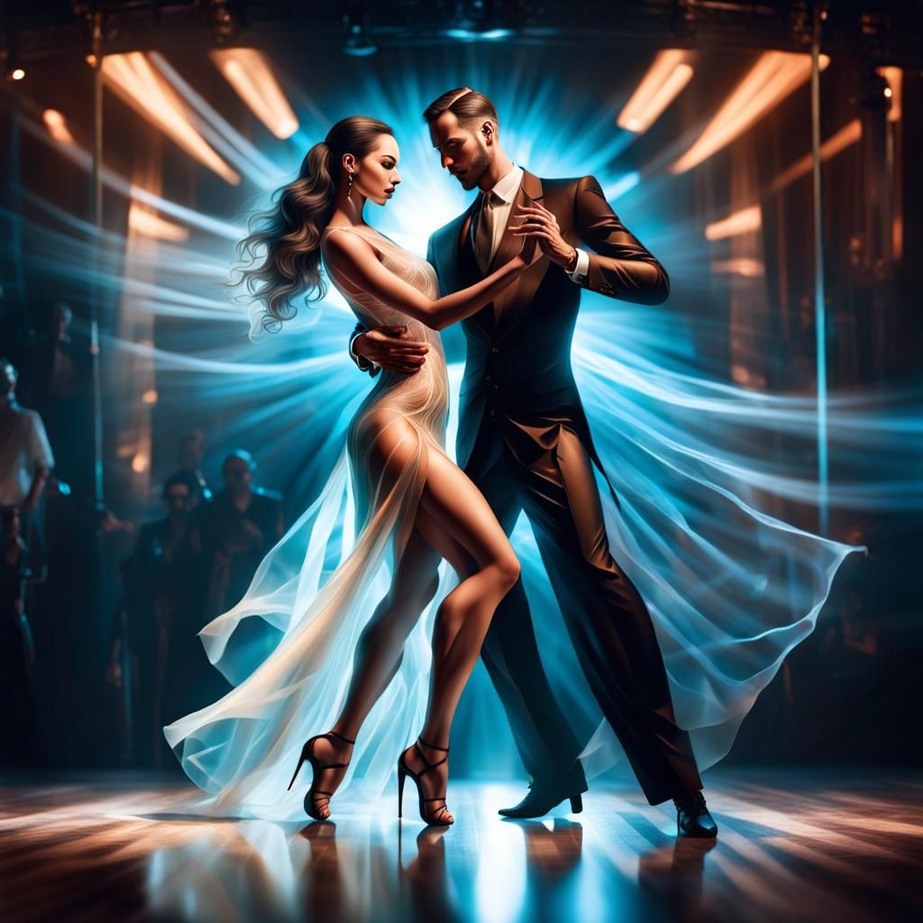 Translucent dress on female dancing tango with partner. - AI Generated ...