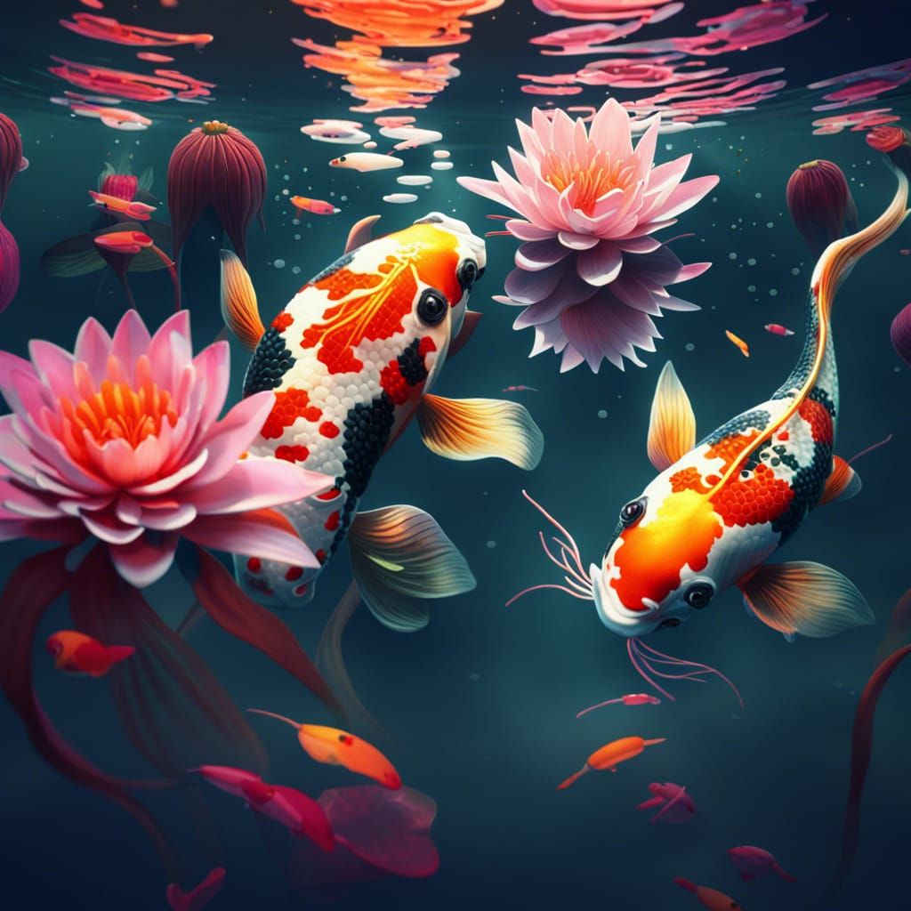 Koi fish twins .. - AI Generated Artwork - NightCafe Creator