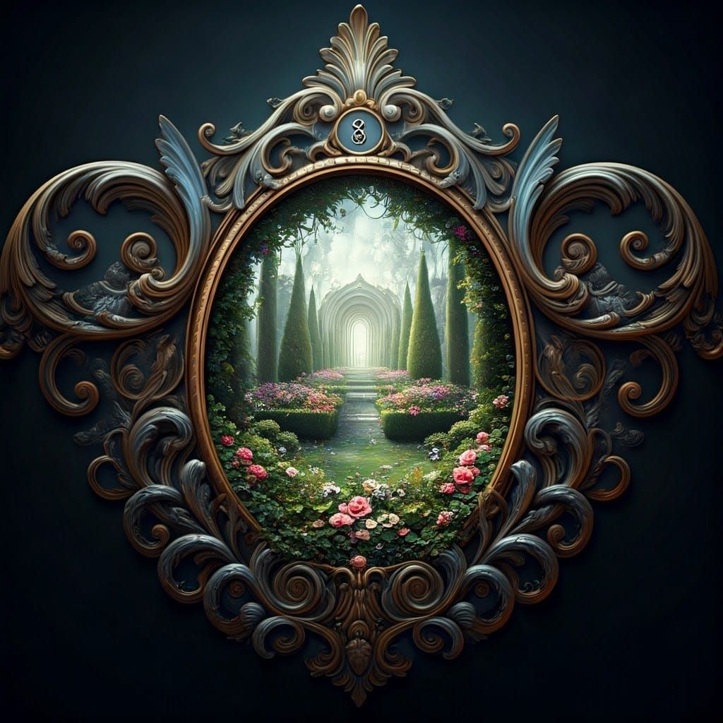 Rococo Art Frame with Mythological Gods and Bloomi... - AI Art