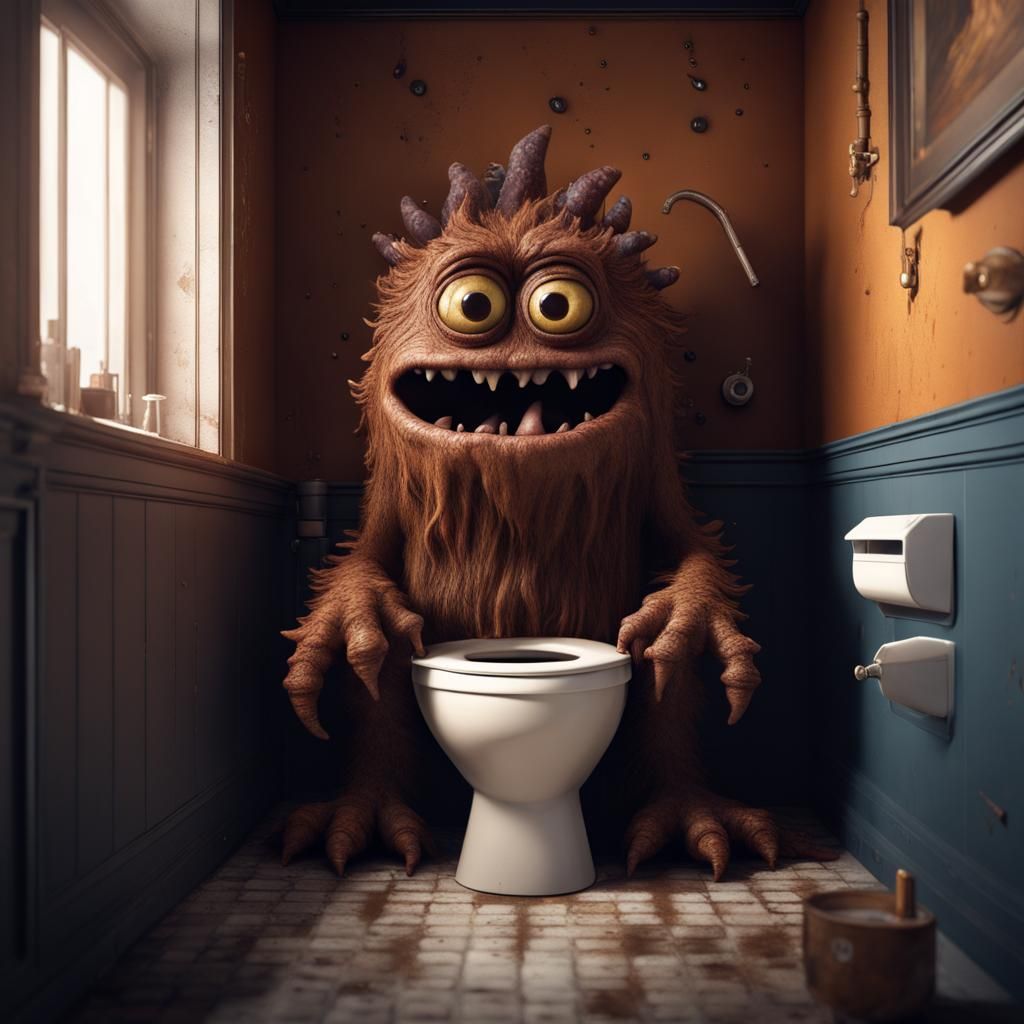 a brown monster in a toilet - AI Generated Artwork - NightCafe Creator